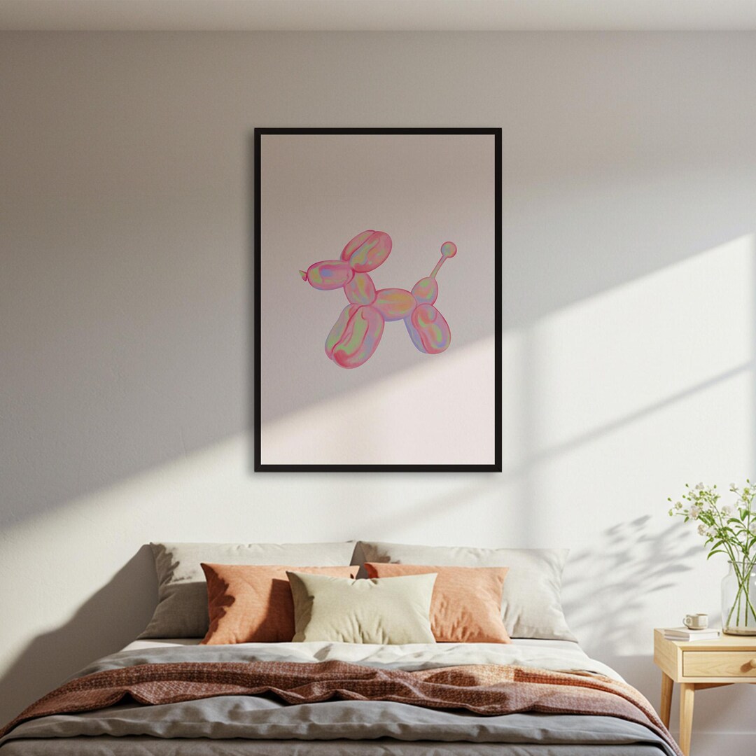 Pink Balloon Dog Poster Print, Pop Art Wall Poster, Minimalist Animal ...