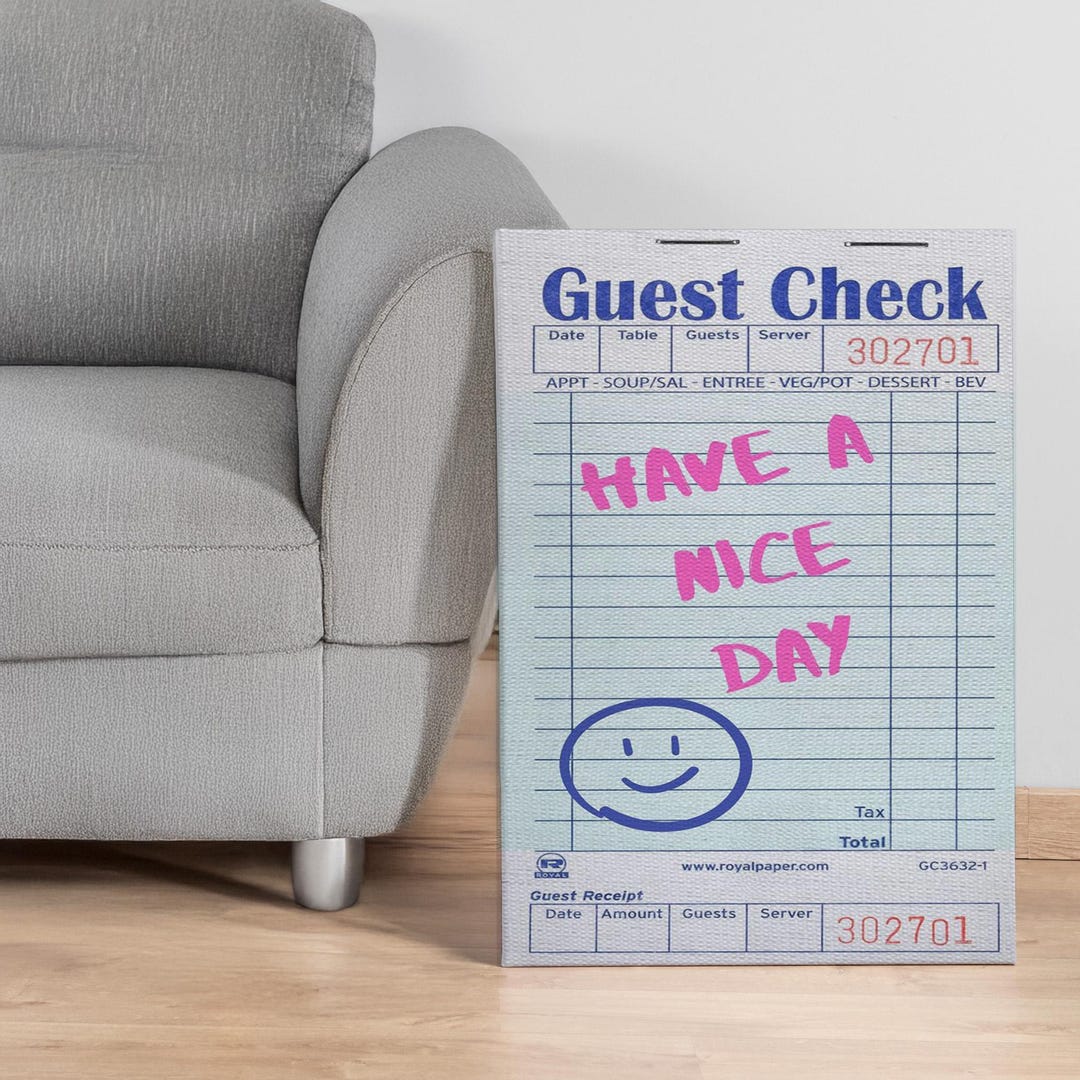 Retro Receipt Wall Decor, Have A Nice Day Canvas, Diner Style Smile ...