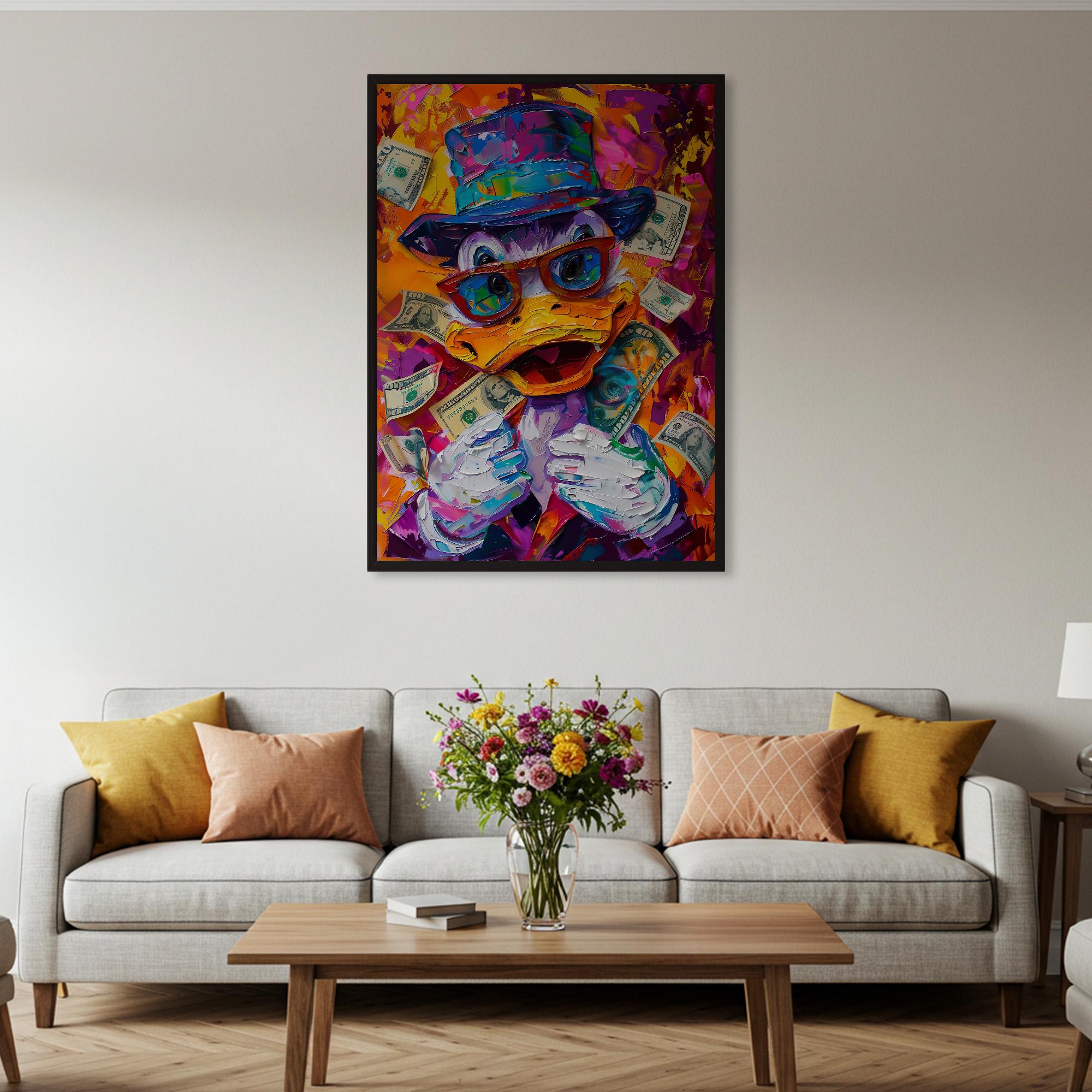 Pop Art Scrooge Mcduck Poster Print, Colorful Money Duck Wall Art, Rich ...