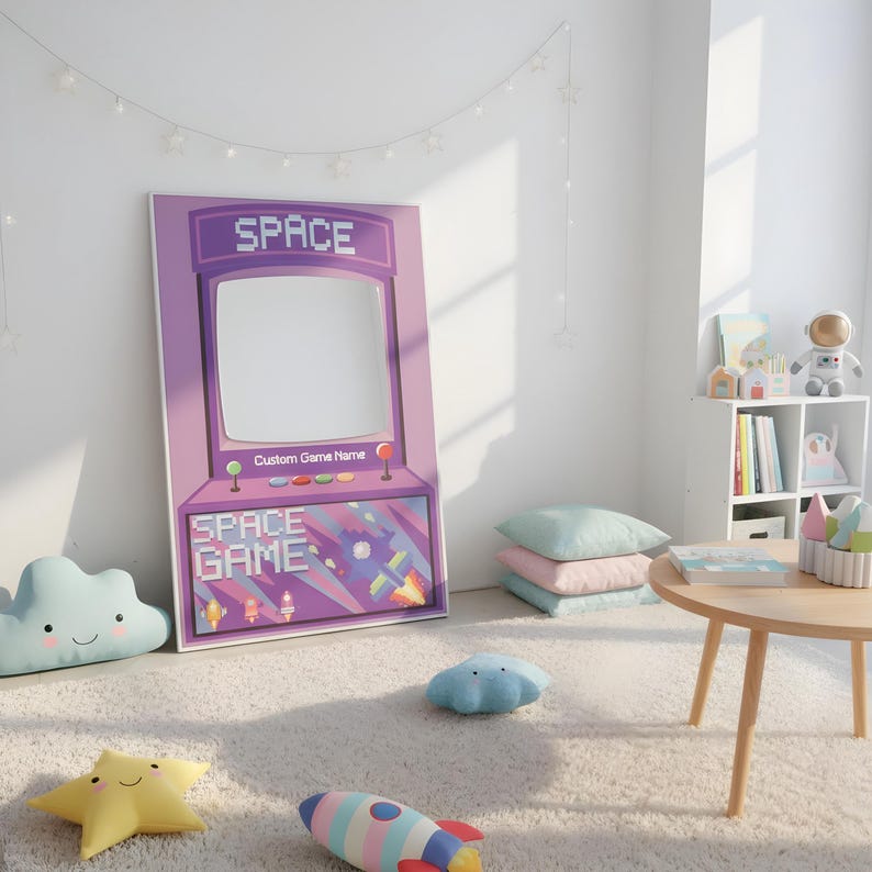 Retro Arcade Cabinet Style Mirror, Kids Room Arcade Mirror, Space Game ...