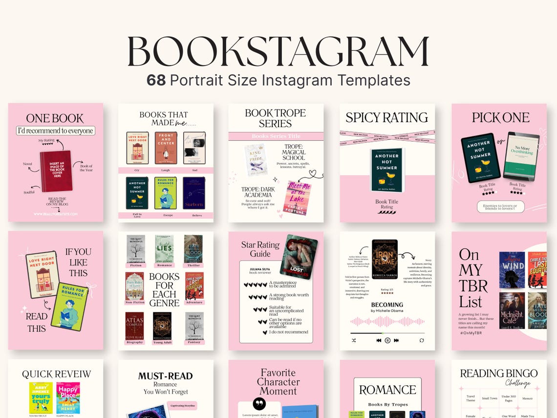 Bookstagram Canva Template, Bookish Instagram Post, Authors ...