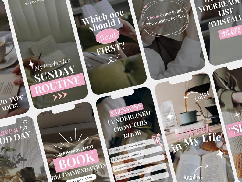 35 Bookstagram Reels, Aesthetic Book Reels for Authors Book Lover Book ...
