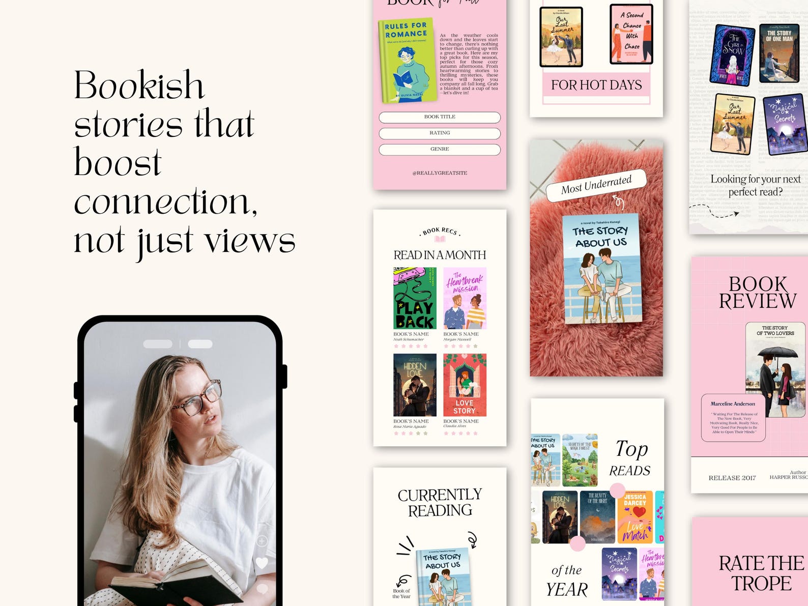Bookstagram Story Templates, Bookish Instagram for Book Influencers ...
