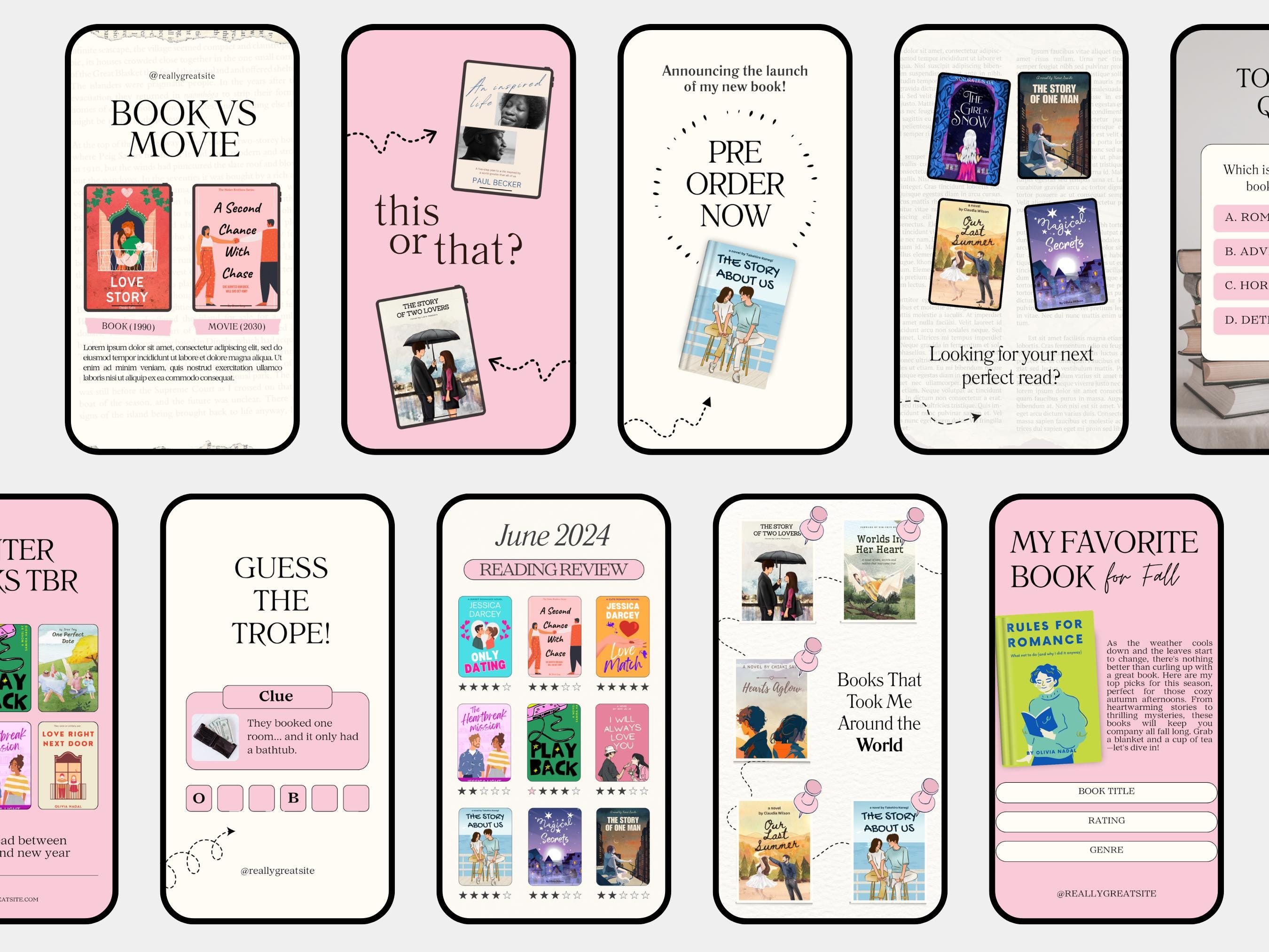 Bookstagram Story Templates, Bookish Instagram for Book Influencers ...