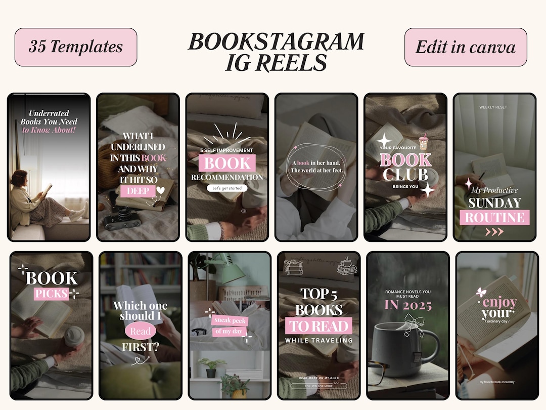 35 Bookstagram Reels, Aesthetic Book Reels for Authors Book Lover Book ...