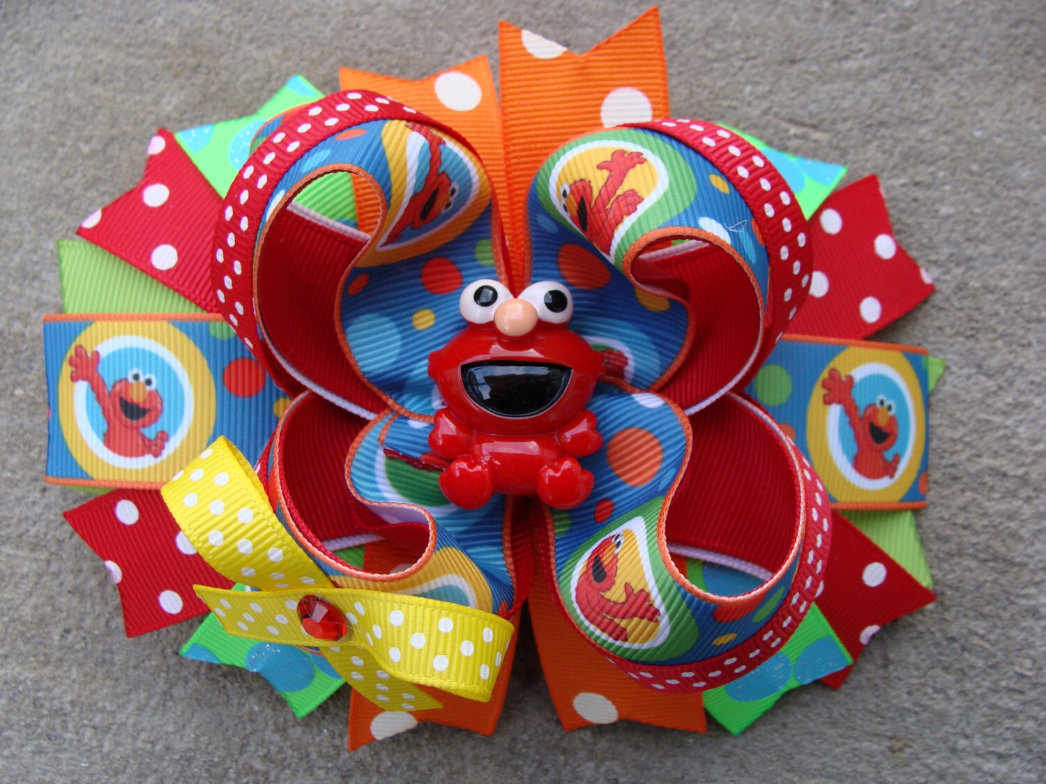Elmo Hair Bow Large Elmo Hair bow Red Orange green and blue | Etsy