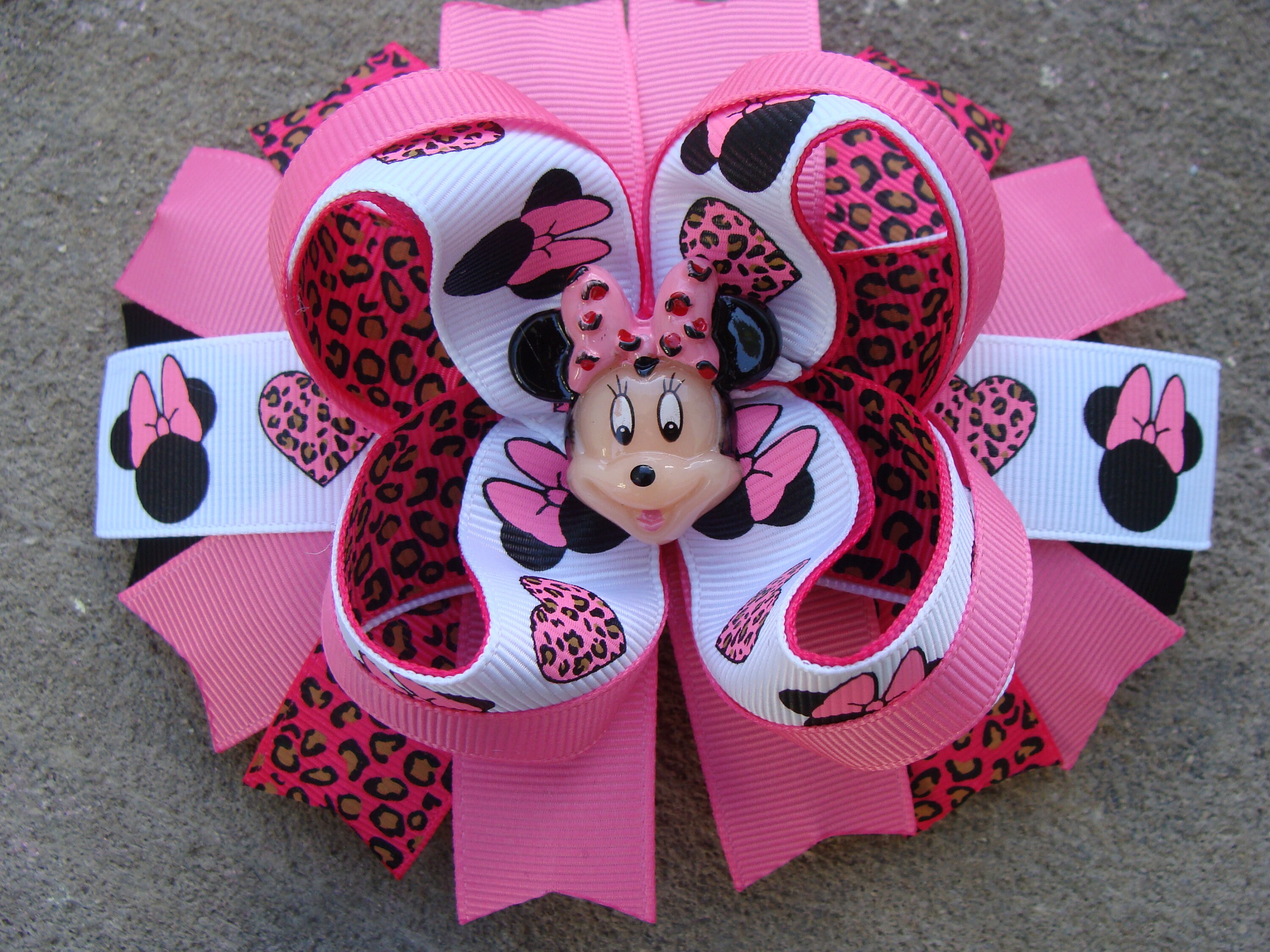 Minnie Mouse Hair Bows Large Boutique Hair Bow Animal Print Hair Bow ...