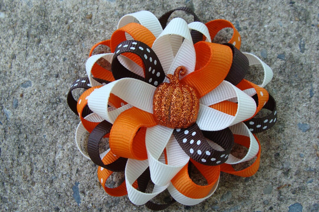 Fall Hair Bow Thanksgiving Hair Bow Pumpkin Hair Bow Hair Clip - Etsy