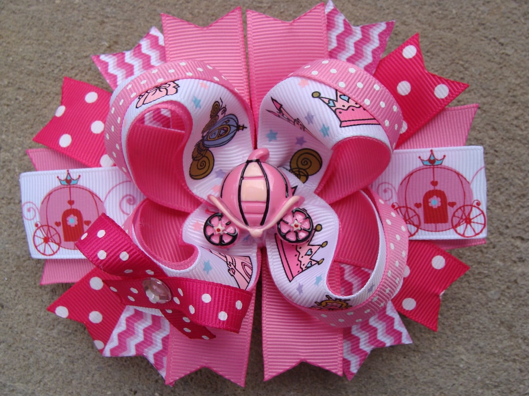 Pink and Purple Hair Bow Princess Hair Bow Crown Hair Bow Princess ...