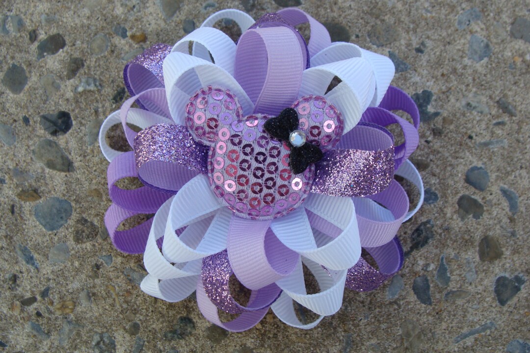 Minnie Mouse Purple Hair Bow Lavender and White Hair Bow - Etsy