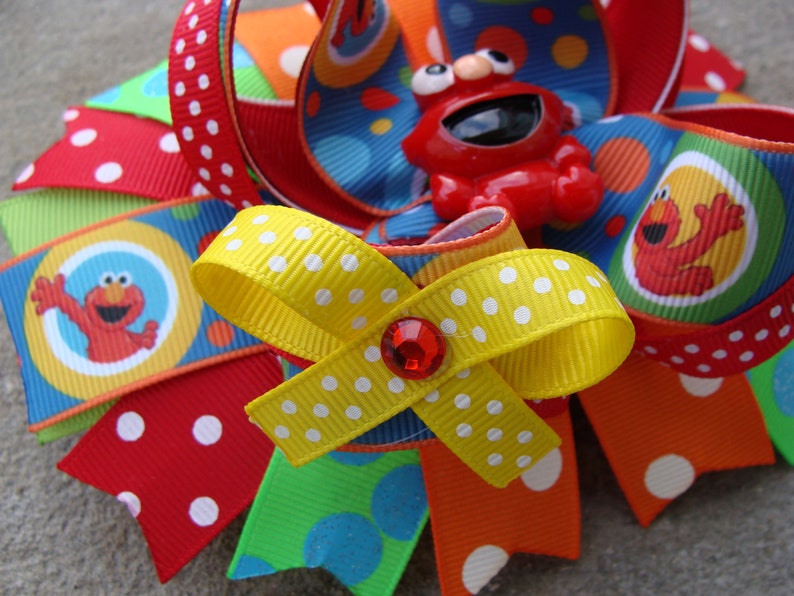 Elmo Hair Bow Large Elmo Hair bow Red Orange green and blue | Etsy