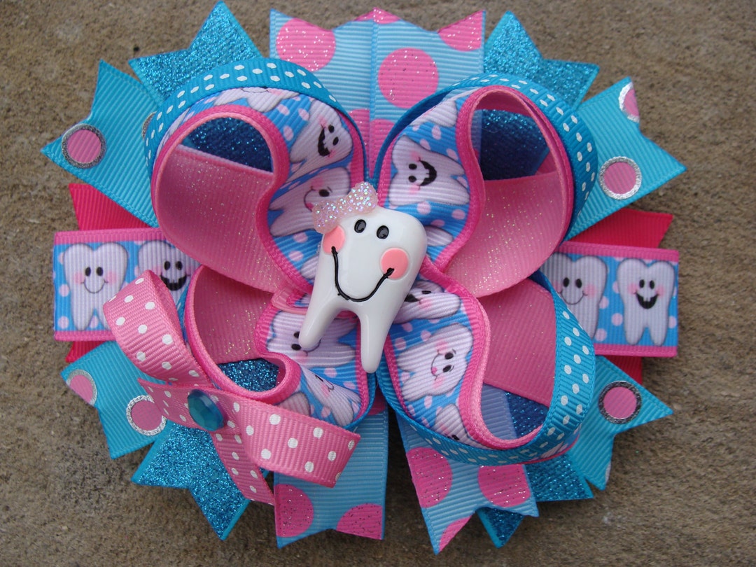 Tooth Hair Bow Dentist Appoitment Hair Bow Large Hair Bow Boutique Hair ...