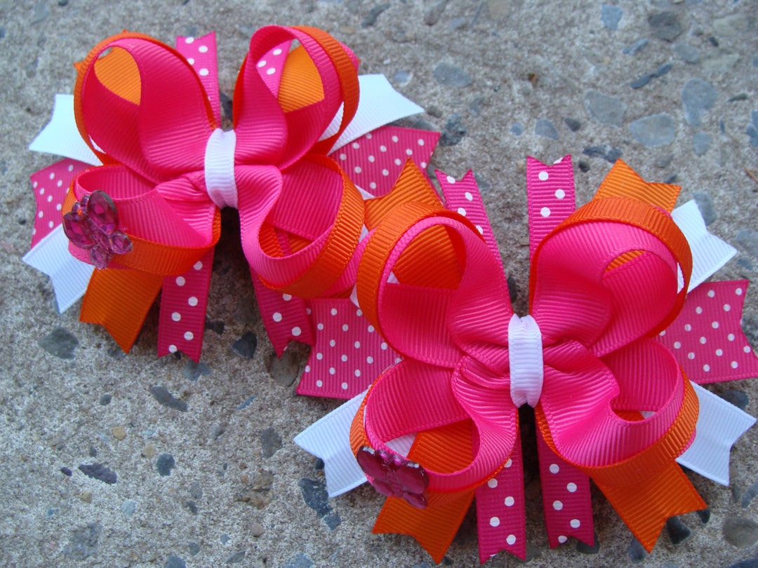 Toddler Hair Bow Flower Hair Bow Set Loopy Flower Hair Bow Hair Bow ...