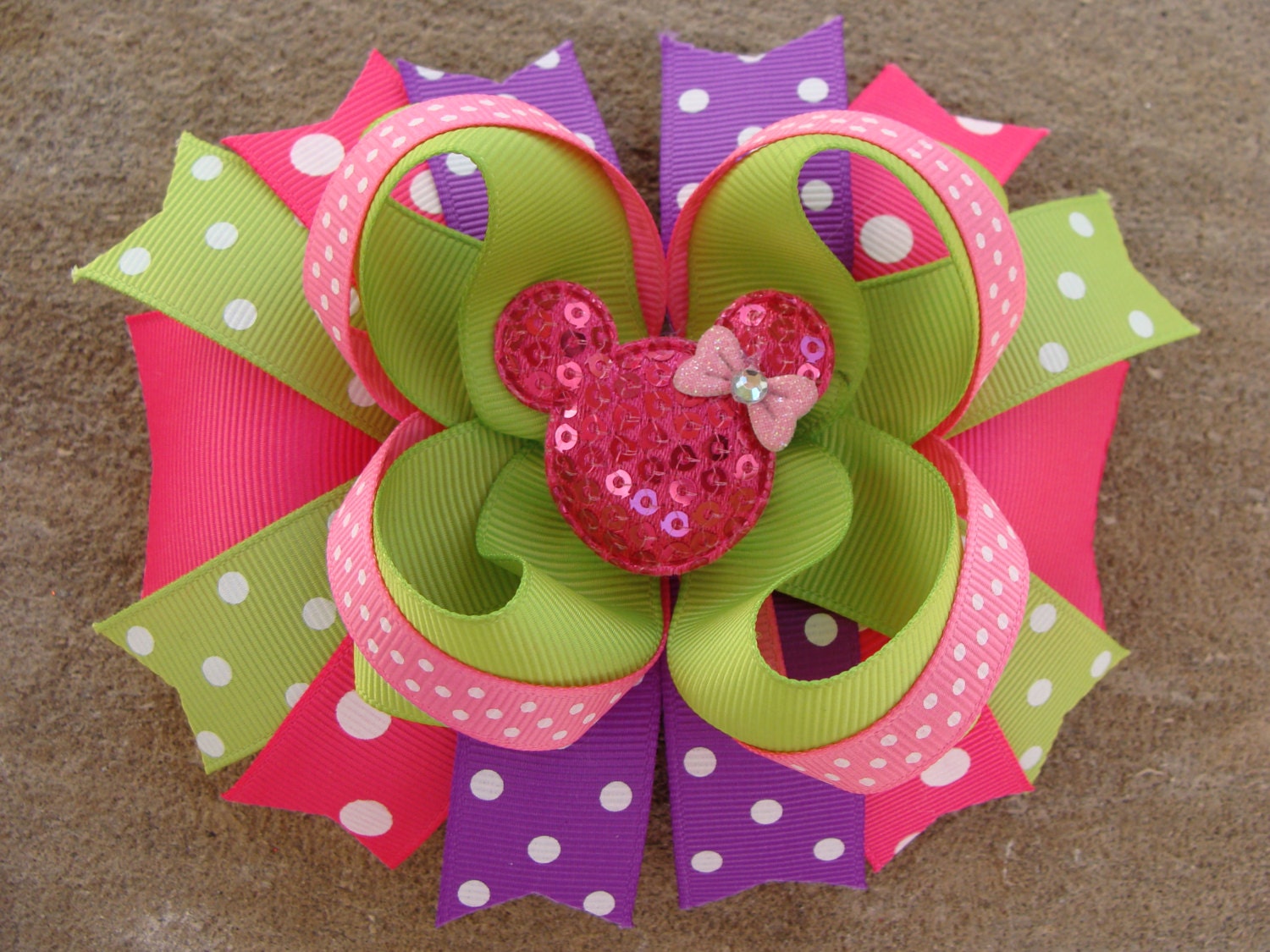 Minnie Mouse Hair Bow Large Hair bow Boutique hair bow green | Etsy