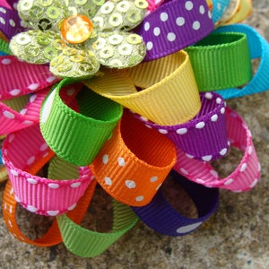 Rainbow Hair Bows Loopy Flower Hair Bow Round Hair Bow Girls Hair Bow ...