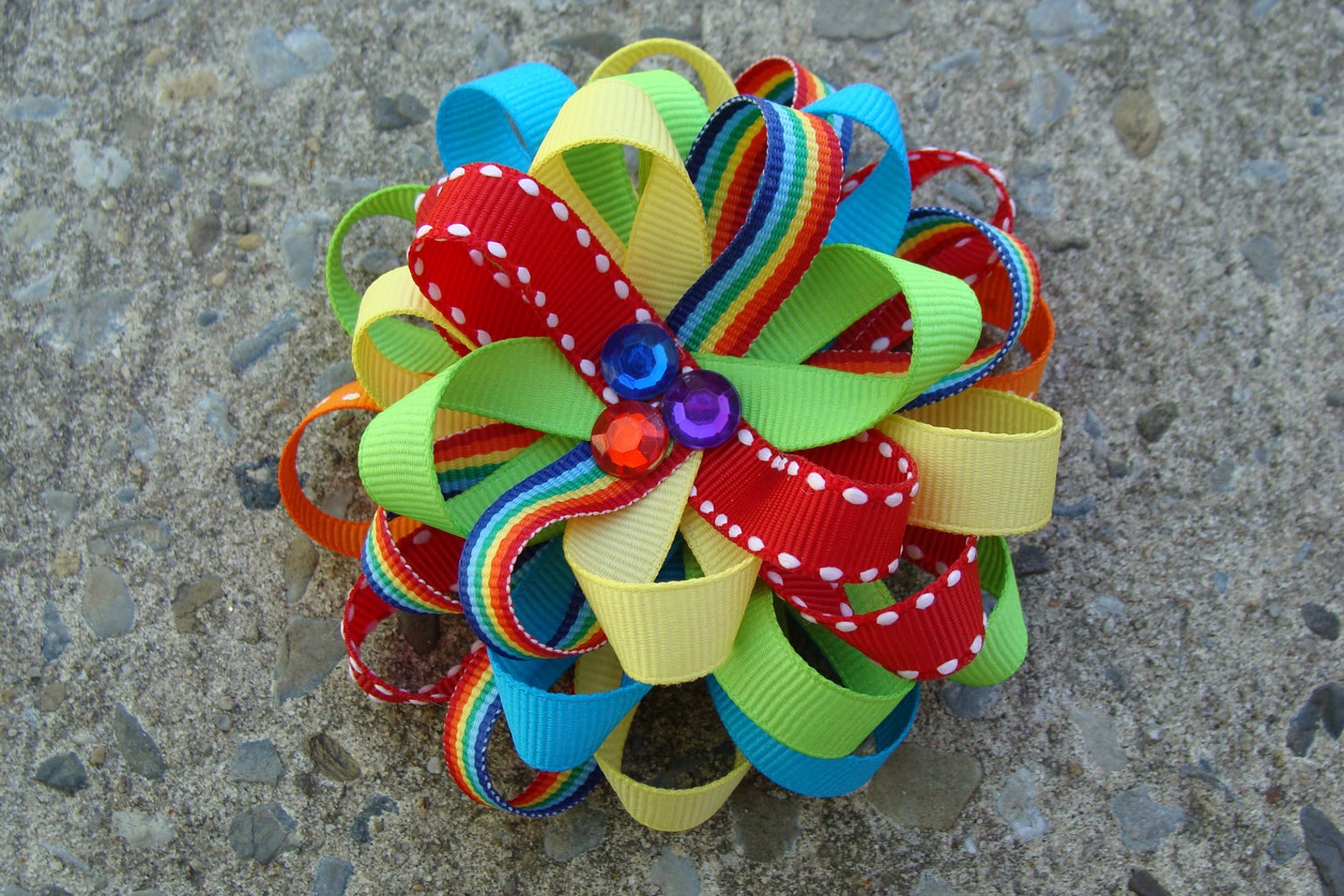 Rainbow Hair Bow Loopy Flower Hair Bow - Etsy
