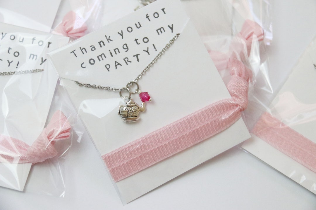 Tea Party Favors Necklaces and Hair Ties Party Favors, Tea Kettle Favor ...