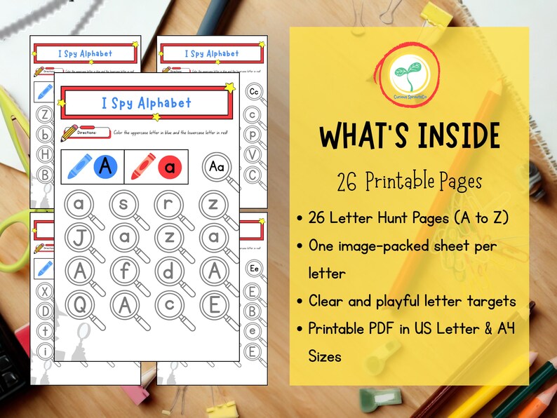 I Spy Alphabet Game Printable, Letter Recognition Activity, Uppercase ...