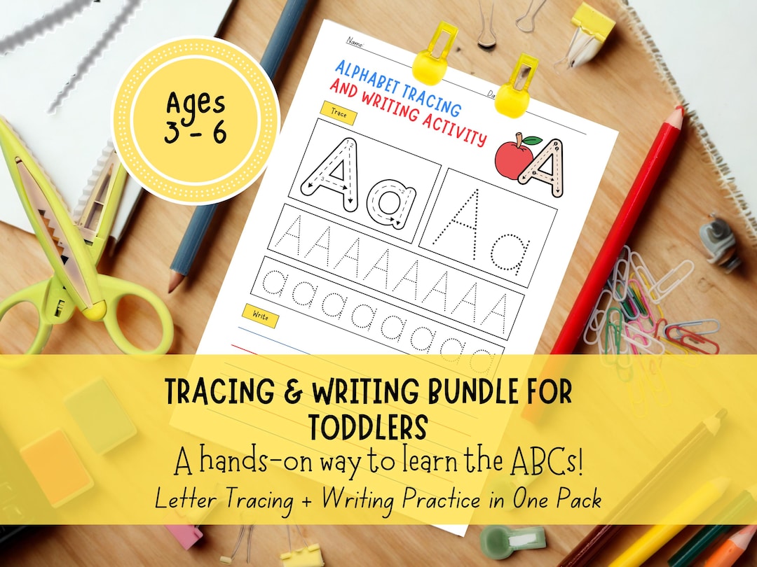 Tracing and Writing Bundle for Toddlers, ABC Practice Sheets, Preschool ...