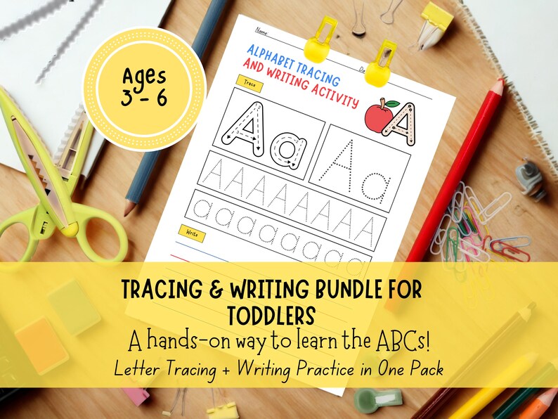 Tracing and Writing Bundle for Toddlers, ABC Practice Sheets, Preschool ...
