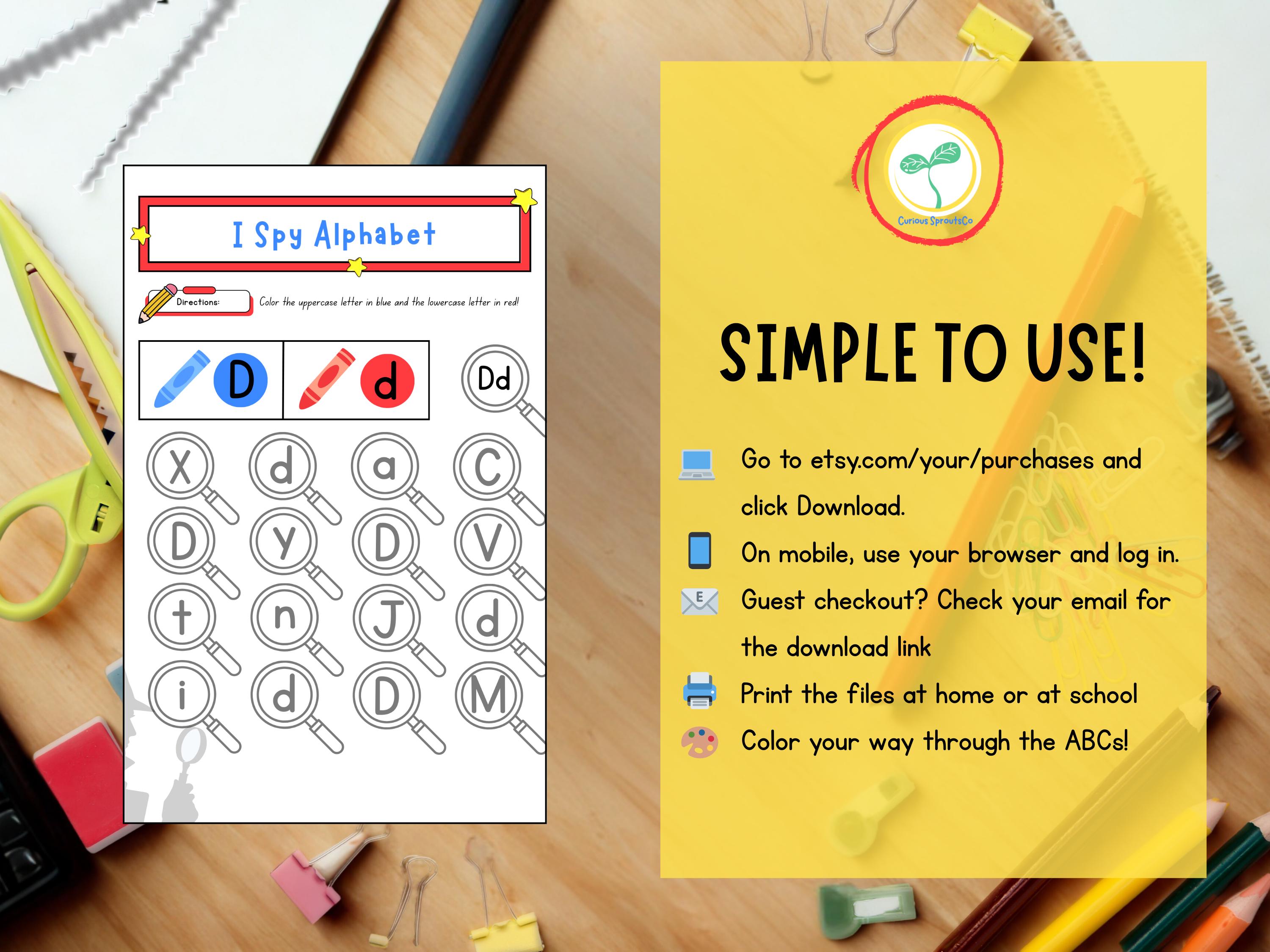 I Spy Alphabet Game Printable, Letter Recognition Activity, Uppercase ...