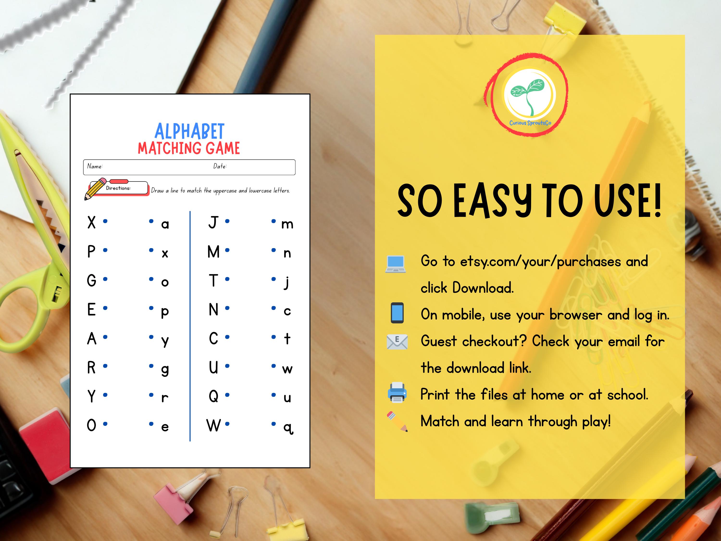 Alphabet Letter Matching Game, Homeschool Letter Games, Alphabet ...