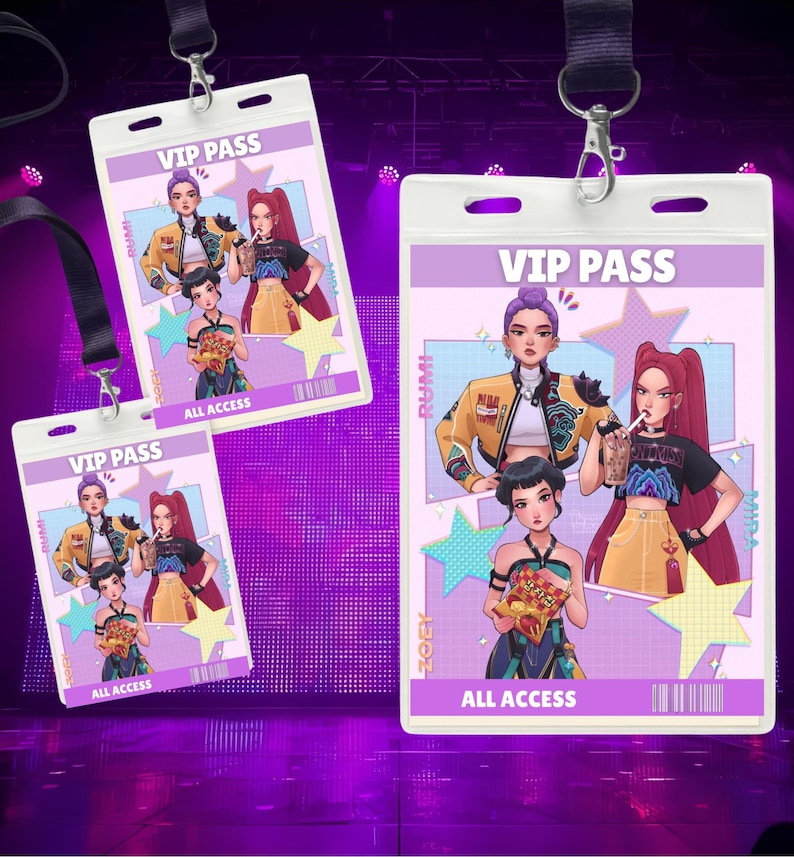 Kpop Demon Hunters VIP Pass | Huntrix ID Badges | Printable Kpop VIP ...