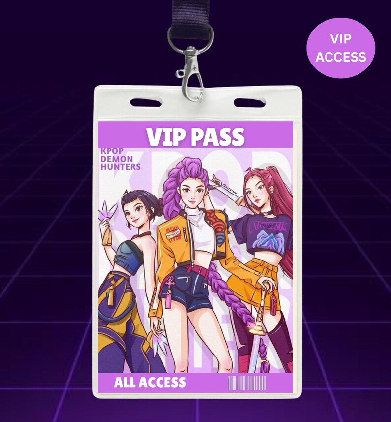Kpop Demon Hunters VIP Pass | Huntrix ID Badges | Printable Kpop VIP ...
