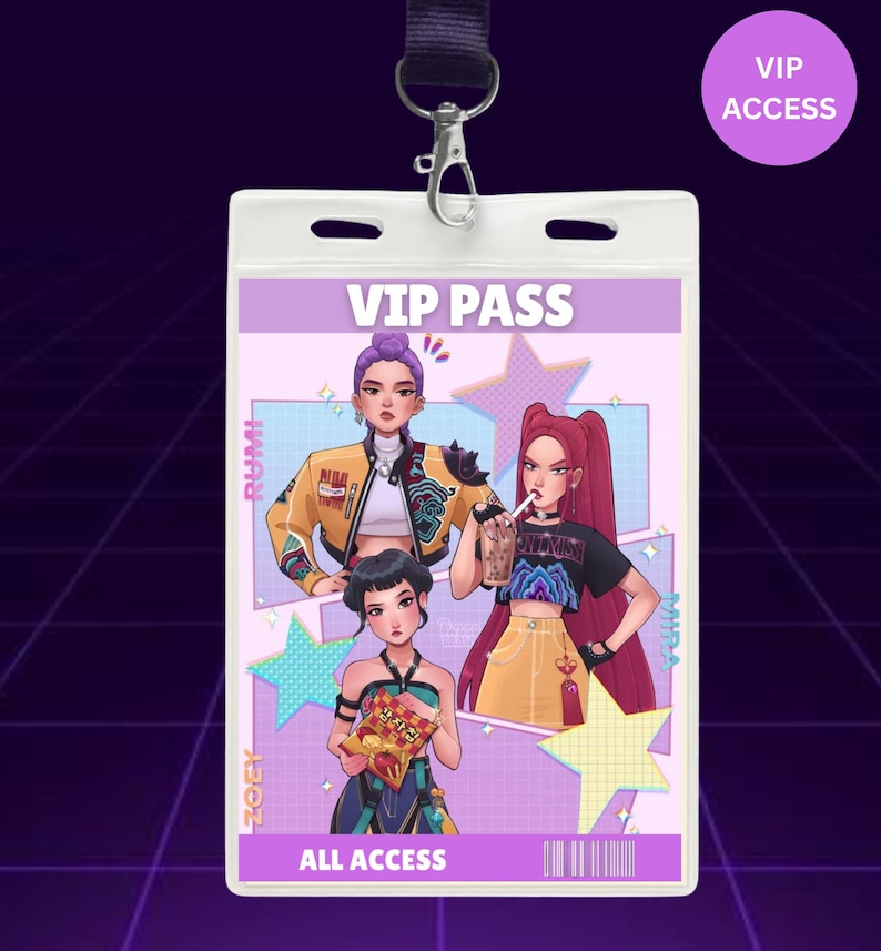 Kpop Demon Hunters VIP Pass | Huntrix ID Badges | Printable Kpop VIP ...