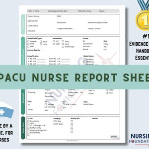 PACU RN Report Sheet: Nurse Brain | Perianesthesia Nursing Notes ...