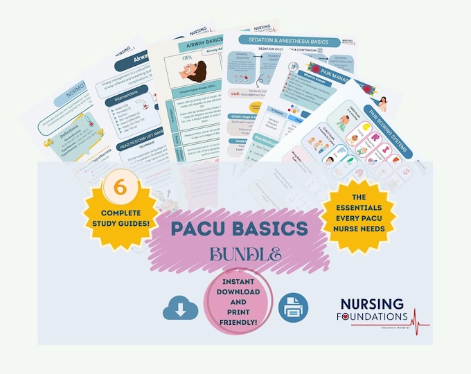 PACU Nurse Basics Study Guide Bundle: Perianesthesia Nursing Notes ...