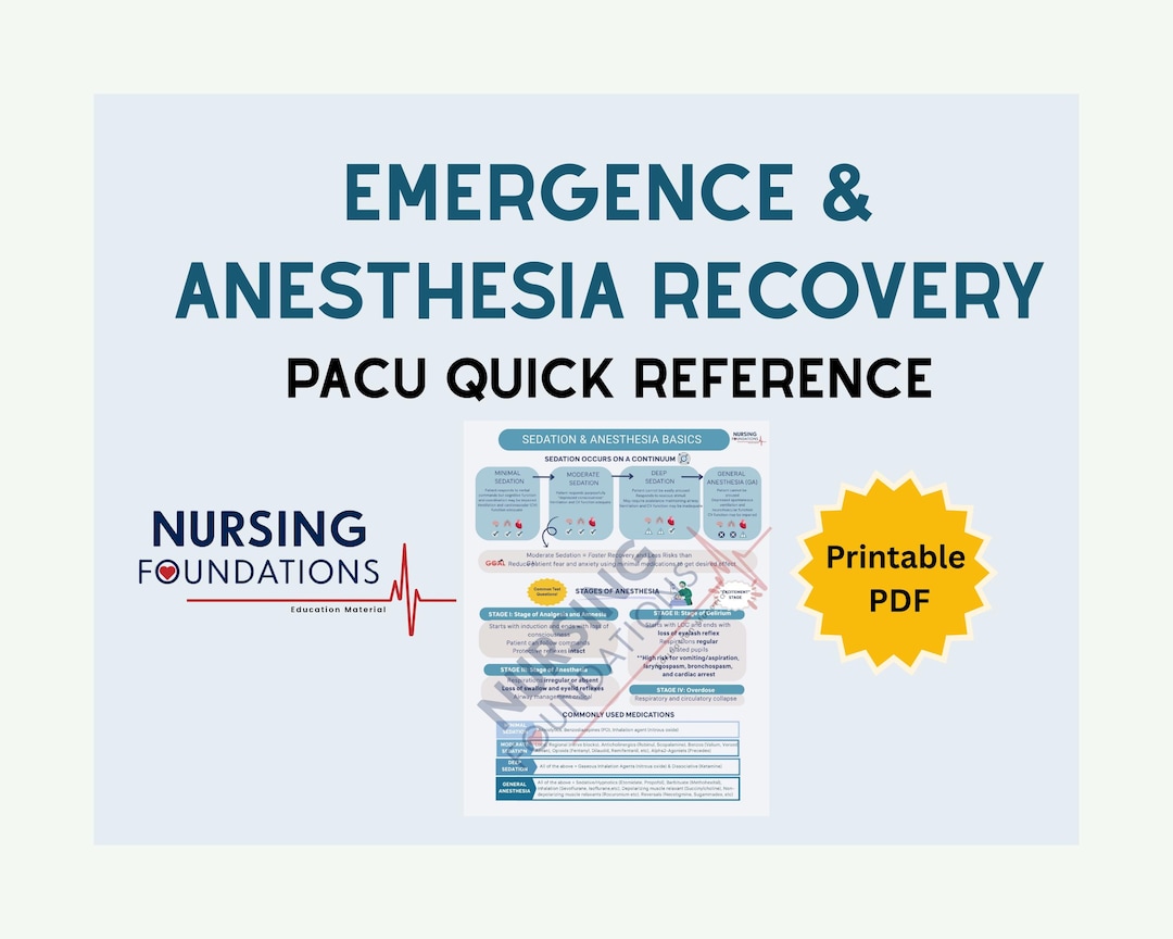 PACU Emergence & Anesthesia Recovery Study Guide: Perianesthesia ...