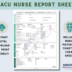 PACU RN Report Sheet: Nurse Brain | Perianesthesia Nursing Notes ...