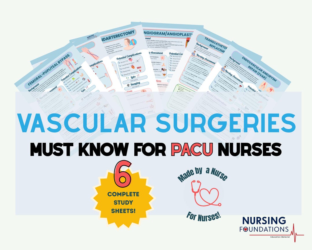PACU RN Vascular Surgery Study Guide Bundle: Perianesthesia Nursing ...