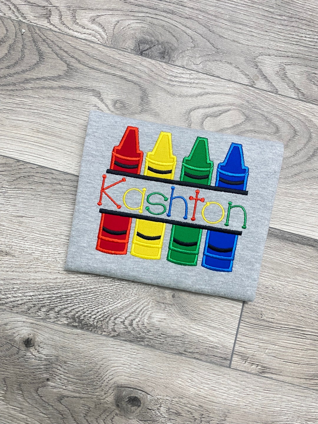 Embroidered Crayon Shirt: Personalized Back to School Outfit - Etsy