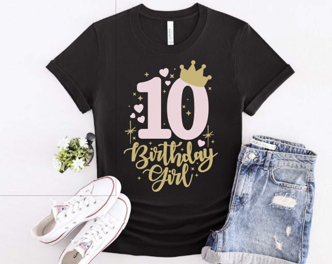 Pink and Gold 10th Birthday Girl Birthday Shirts Double Digits 10 ...