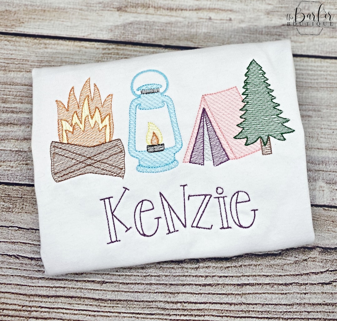 Girl's Camping Monogrammed Shirt Embroidered Boutique Style First ...