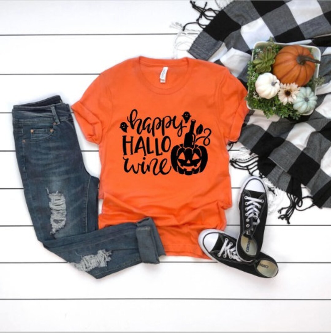 Happy Hallowine Shirt: Adult Halloween Party Tee - Etsy