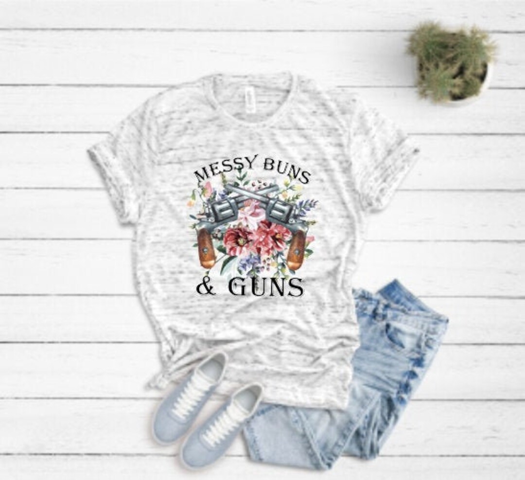 Messy Buns and Guns Ladies Women's Floral Gun Tank Top - Etsy
