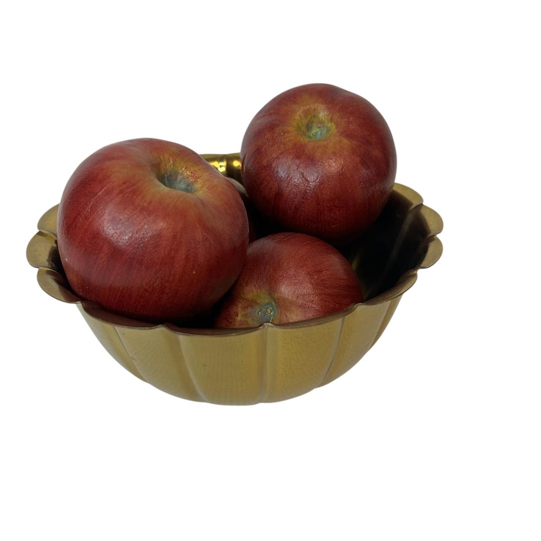 4 Wooden Red Apples in Copper Craft Solid Brass Decorative Bowl - Etsy