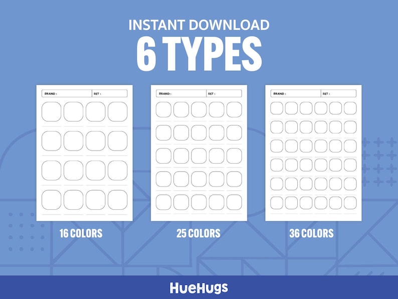 Printable Color Swatch Chart | Marker & Paint Palette Organizer (A4 PDF ...