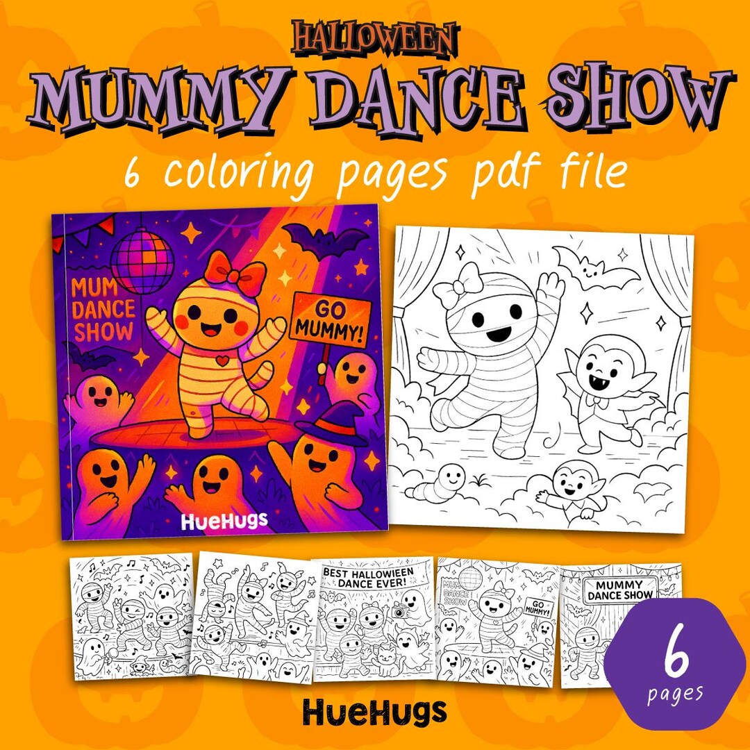 Halloween Mummy Dance Coloring Pages | Printable PDF for Kids (6 Sheets ...