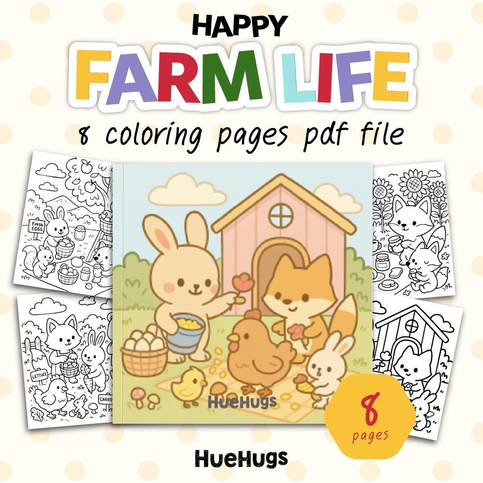 Farm Life Coloring Pages for Kids – Bunny, Fox & Animal Printable, 8 ...