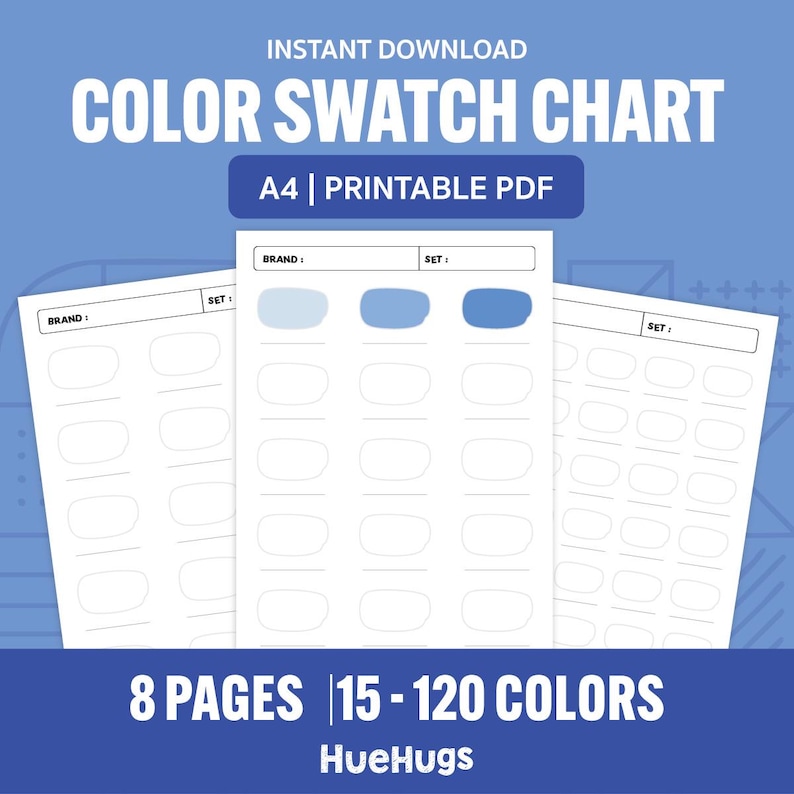 Blank Color Swatch Chart | A4 PDF for Markers & Paints (15–120 Colors ...