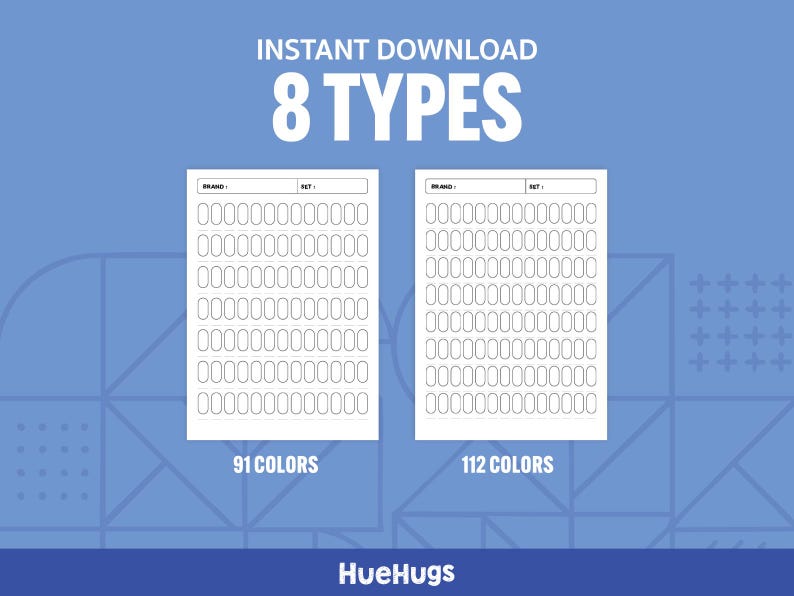 Color Swatch Chart for Artists • Printable Palette Tracker for Markers ...
