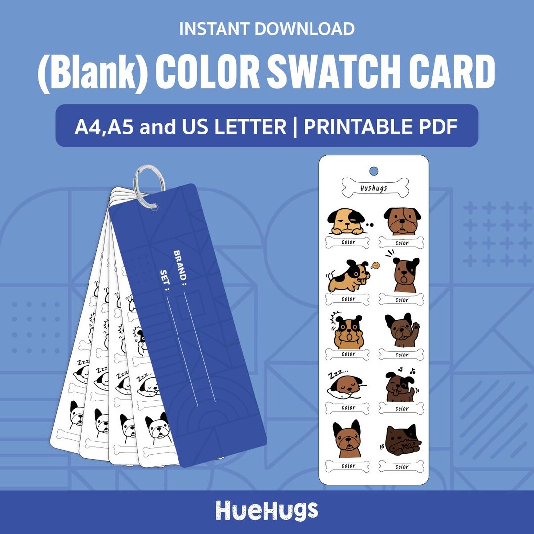 Printable Blank Swatch Chart | Dog Color Card Template | A4 A5 US ...