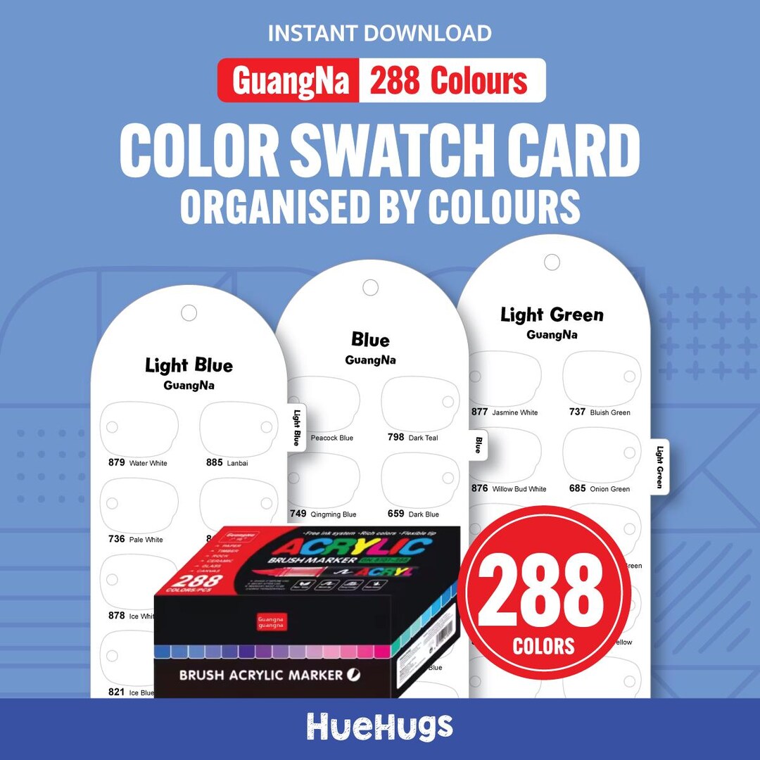 Guangna Marker Color Swatch Card: 288 Acrylic Brush Colors (PDF ...