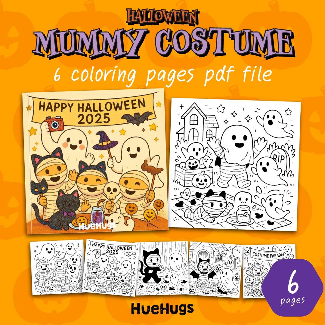 Halloween Coloring Pages: Mummy & Ghost Designs (PDF Download) - Etsy