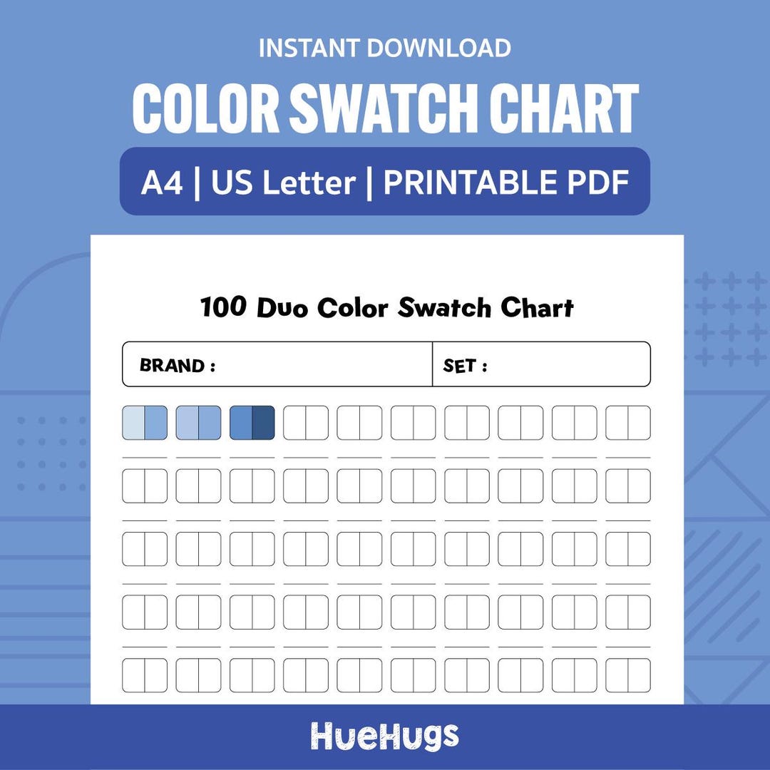 Duo Color Swatch Chart Printable: Marker Color Tracker (PDF) - Etsy