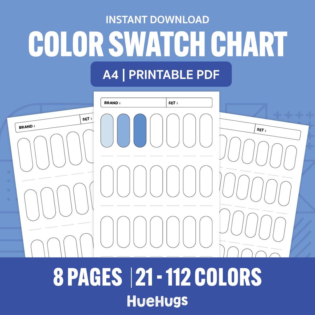 Color Swatch Chart for Artists • Printable Palette Tracker for Markers ...